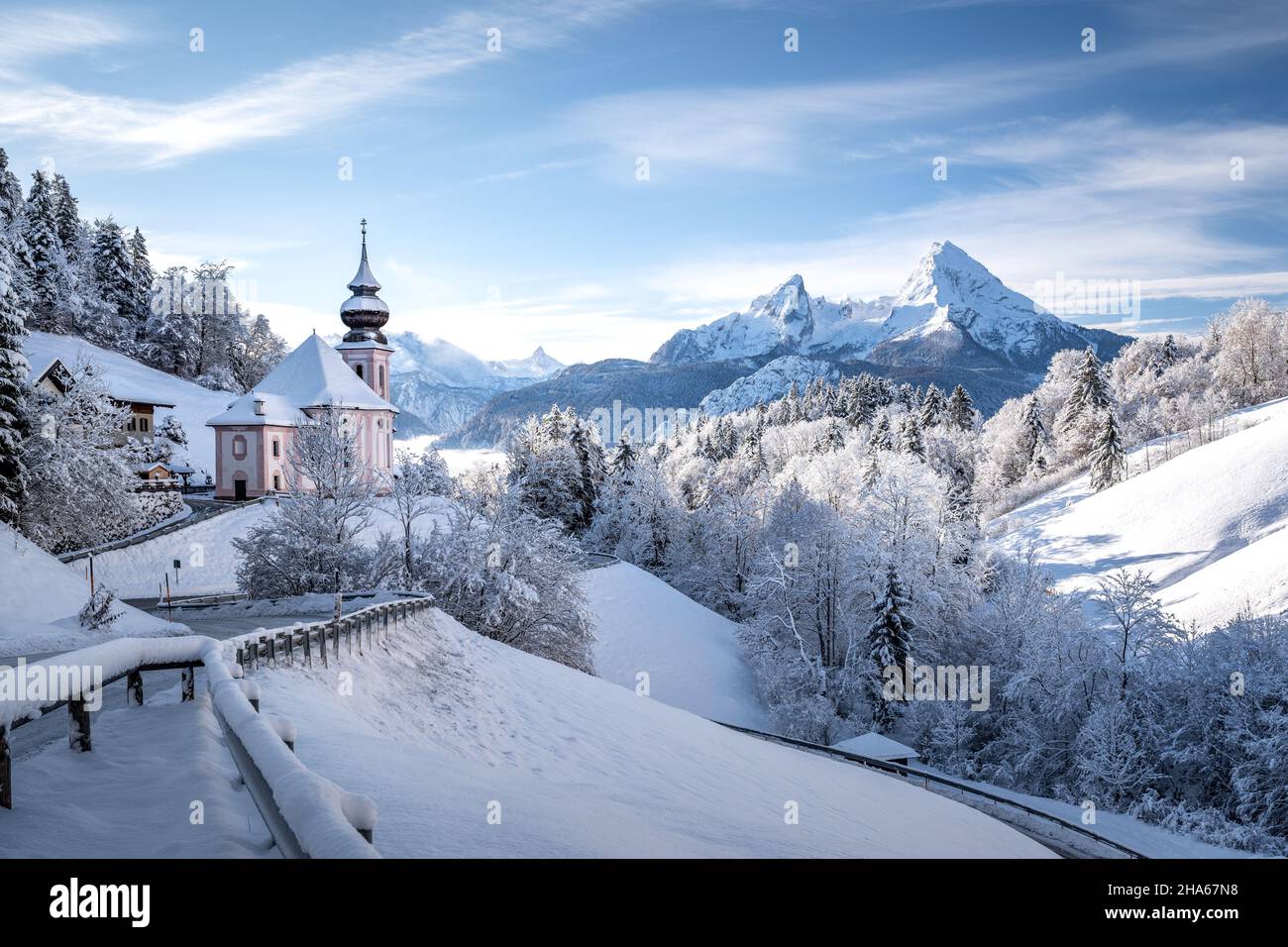 Maria Gern Church in winter, Berchtesgaden, Bavaria, Germany Stock ...