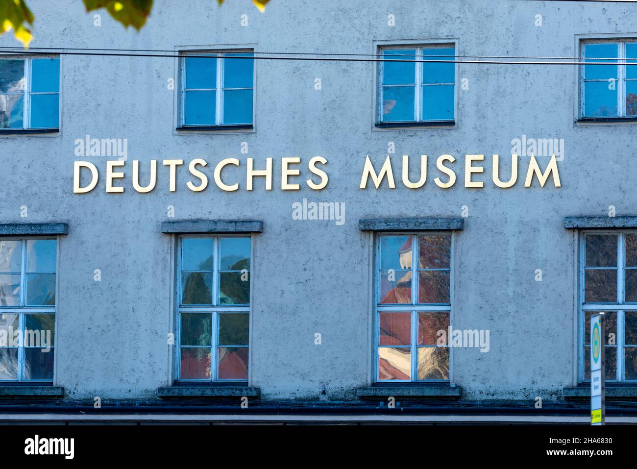 lettering "deutsches museum" on the outside facade of the german museum ...