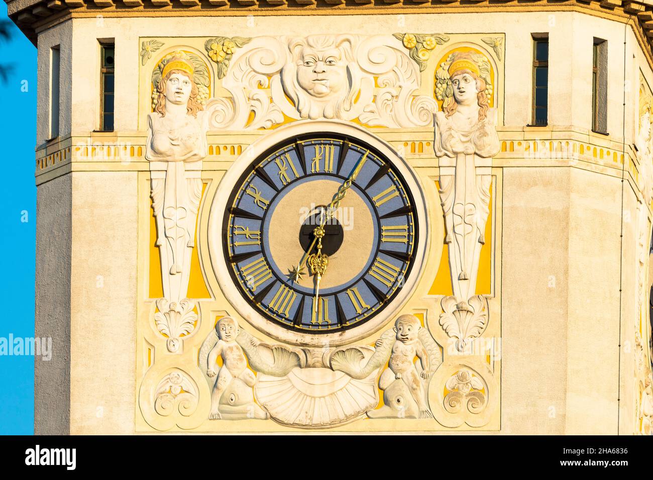 the tower clock of the jugendstil tower of the müller volksbad in ...