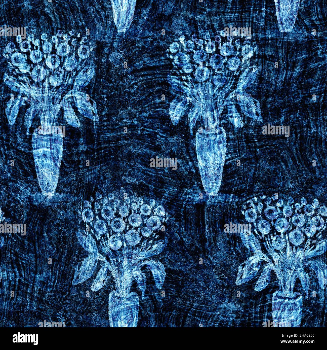 Seamless indigo block print texture on navy blue woven effect ...