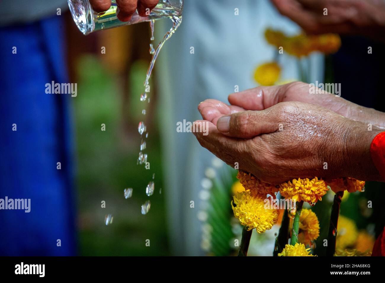 Songkran Water Blessing in Rural Thailand Stock Photo - Alamy