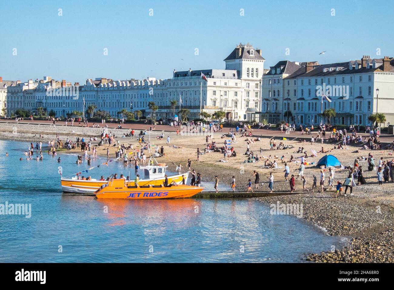 Promenade,Llandudno Beach,beach,and,tourists,embarking,bioat,for,a jet ...