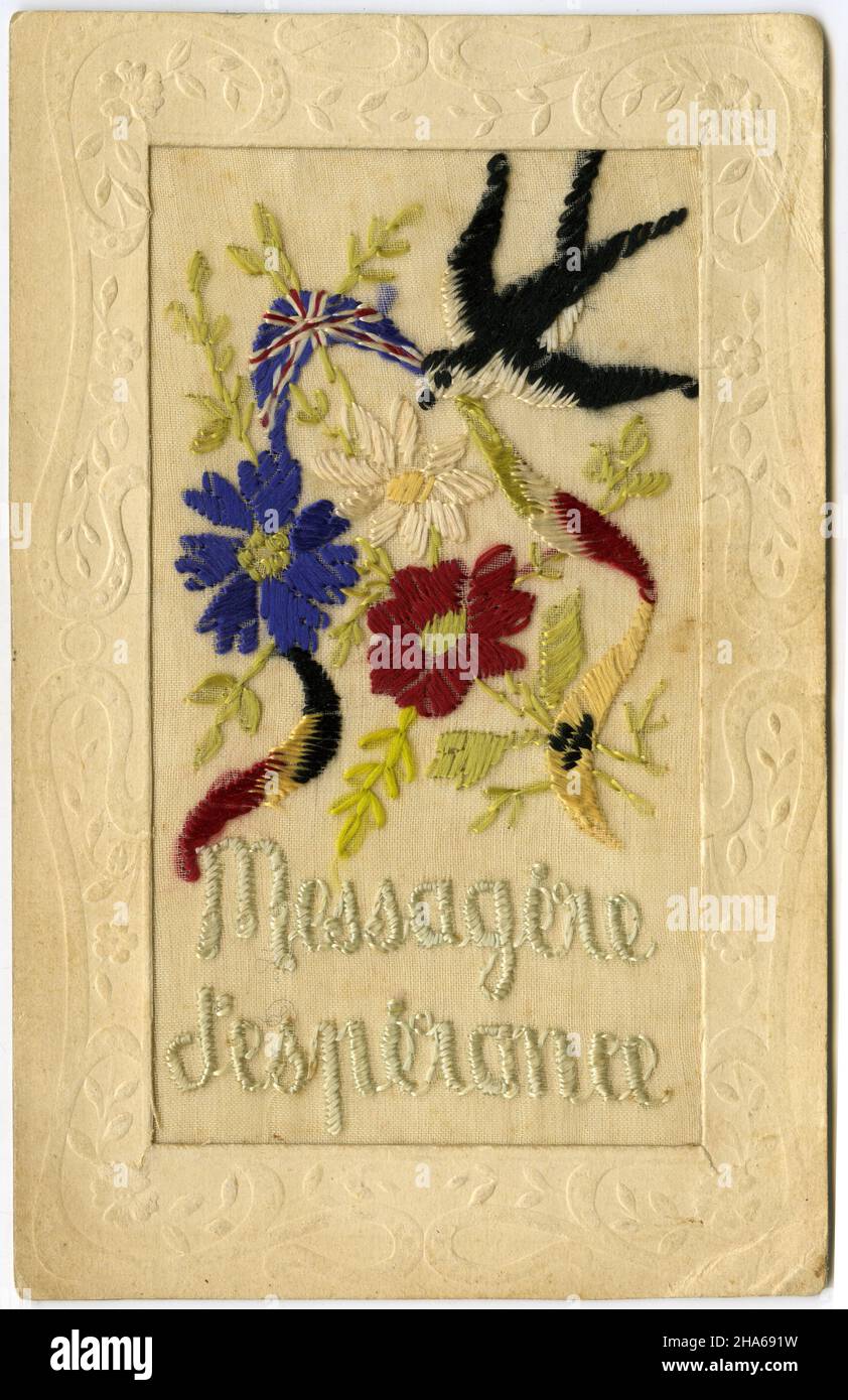 greeting card in French with a message of hope, circa 1900 Stock Photo ...