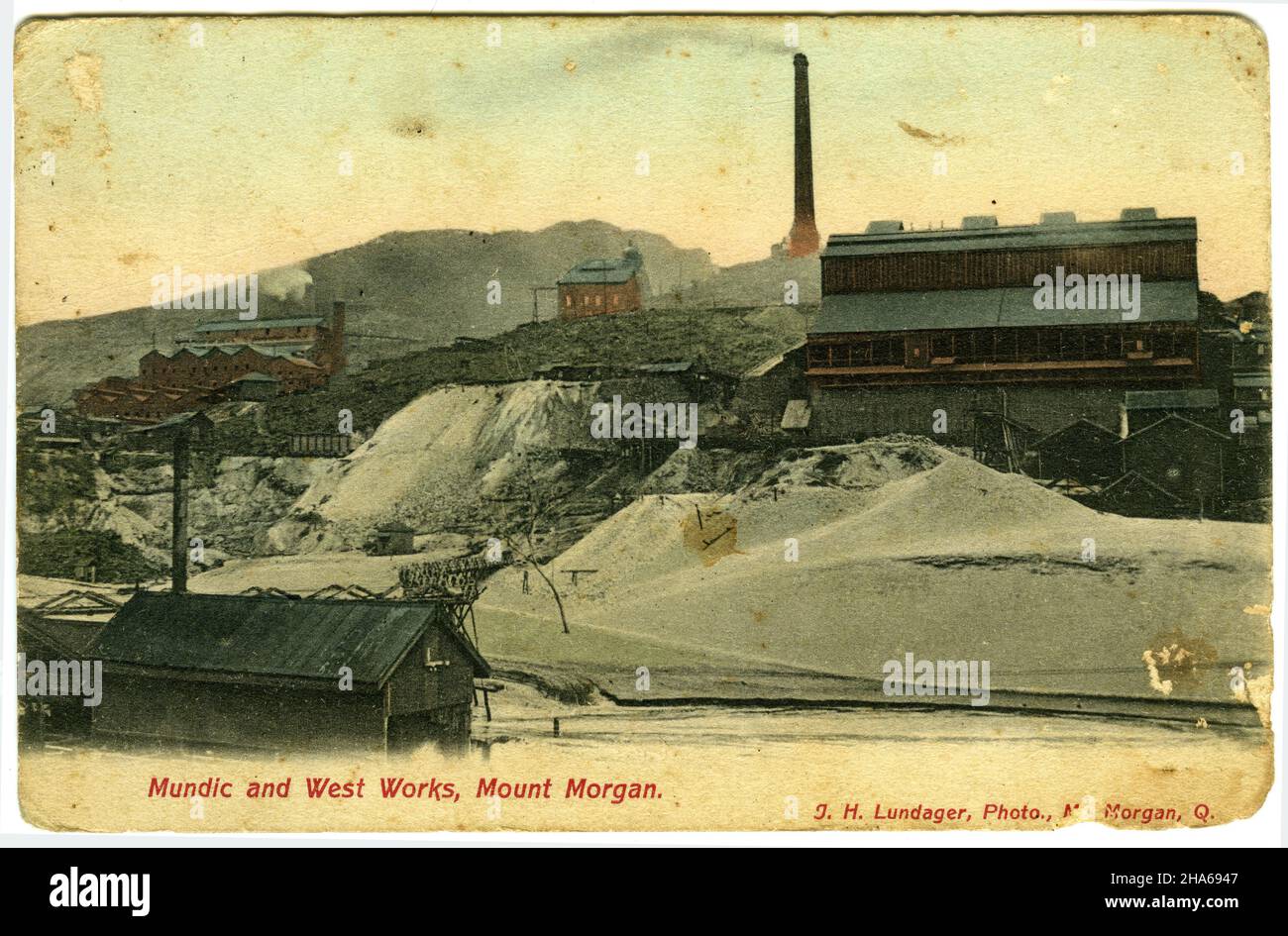 postcard featuring the Mount Morgan gold mine in Queensland, Australia ...