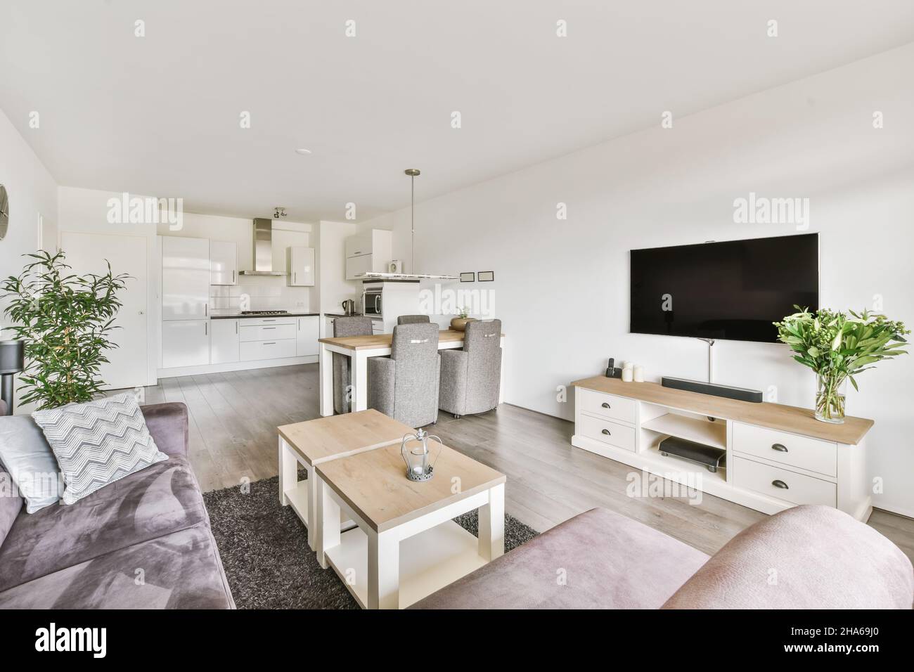 Large modern studio room with living room, dining area and kitchen ...