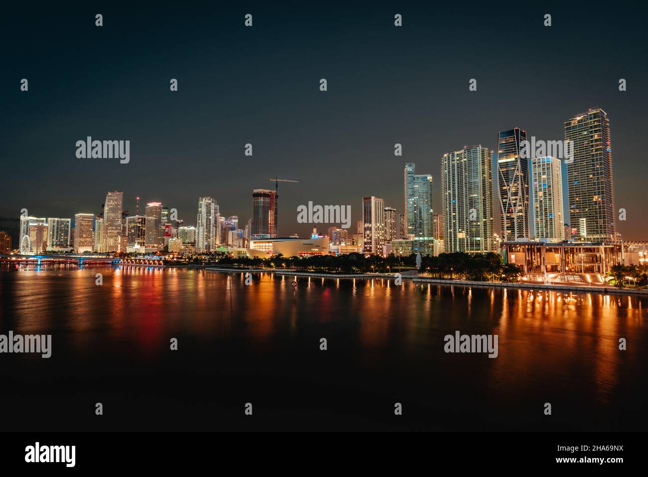 skyline night Miami Florida downtown Stock Photo - Alamy