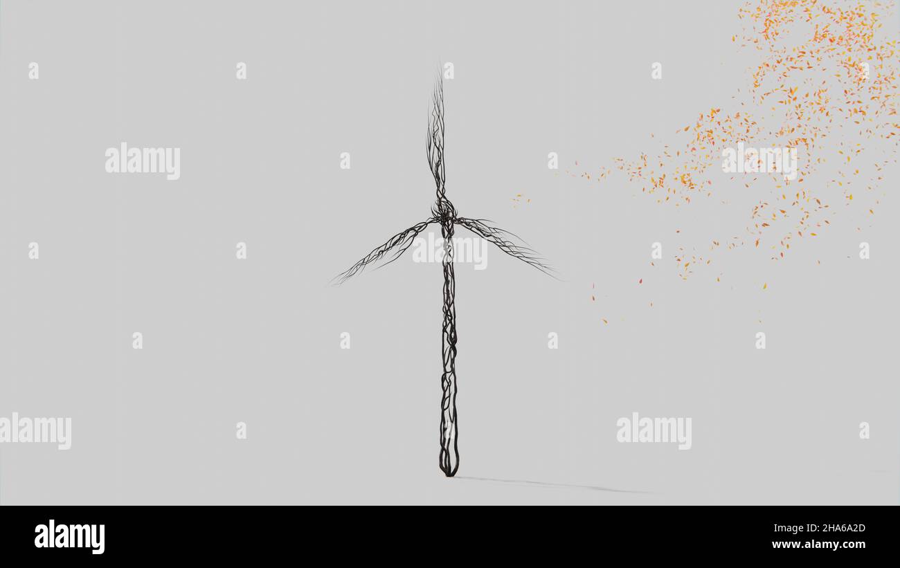 Wind turbine tree. Tree in a shape of a Wind turbine. Seasonal ...