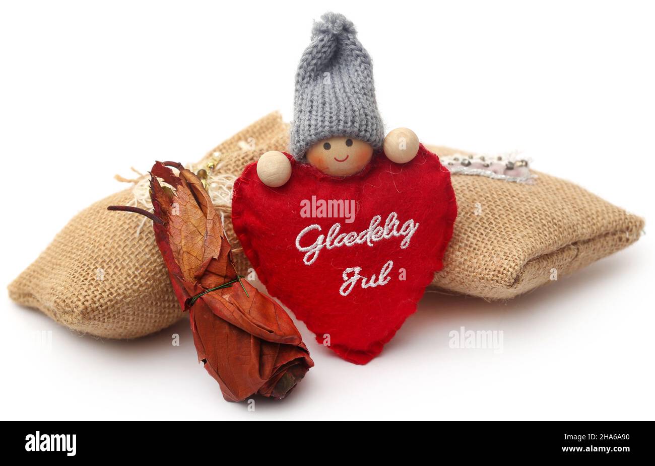 Christmas theme with gift sac over white background Stock Photo - Alamy