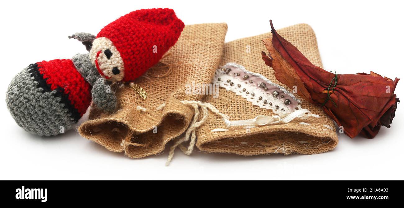 Christmas theme with gift sac over white background Stock Photo - Alamy