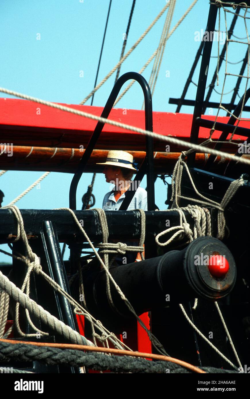 HMB Endeavor, a reproduction of the vessel used by Captain James Cook ...