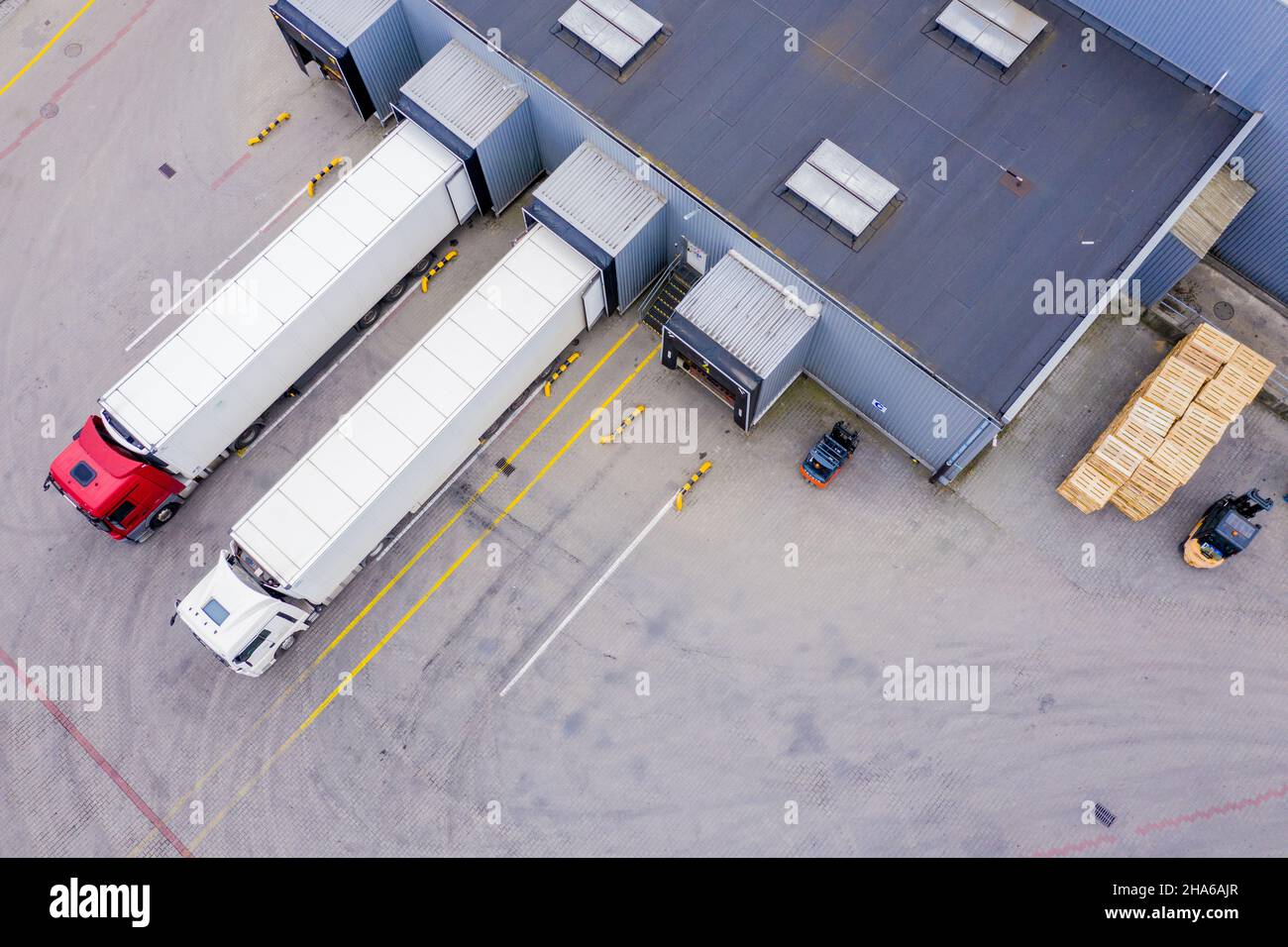 Aerial Shot of Industrial Warehouse/ Storage Building/ Loading Stock ...