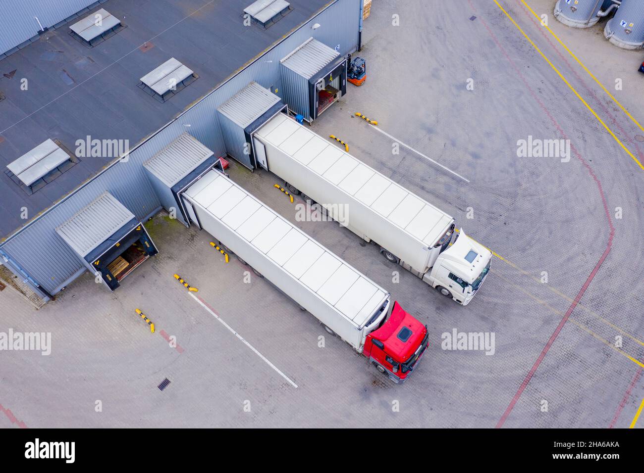 Aerial Shot of Industrial Warehouse/ Storage Building/ Loading Stock ...