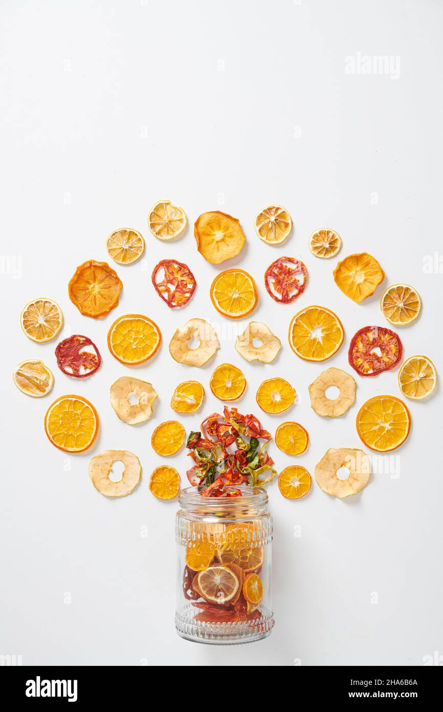 Assortment of Healthy and Tasty Dry Fruits on a White Background. Fruit ...