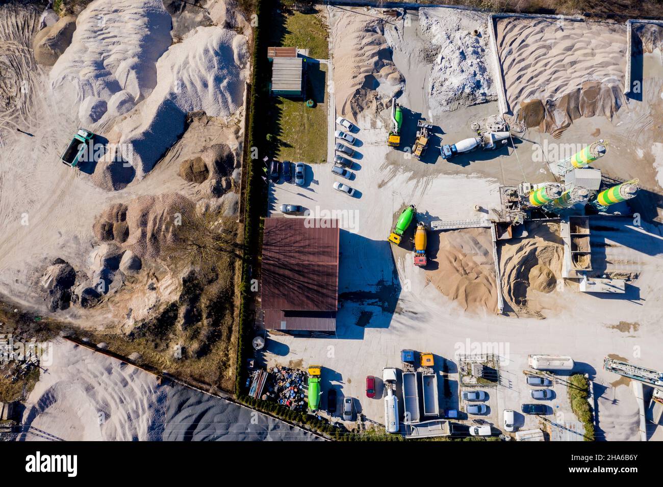 Aerial view of crushed stone quarry machine Stock Photo - Alamy