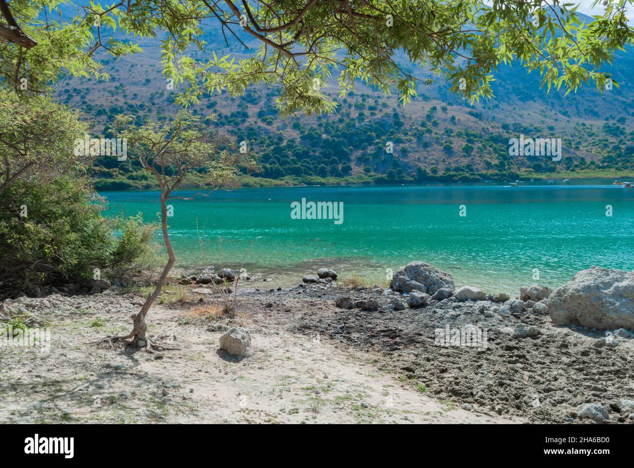 Lake Kournas, freshwater lake, Crete, Greece Stock Photo - Alamy