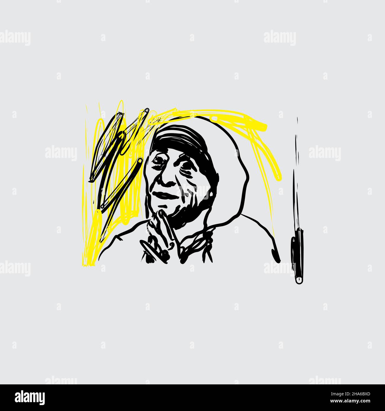 Mother Teresa Nun warrior for humanity sketch Stock Vector Image & Art ...