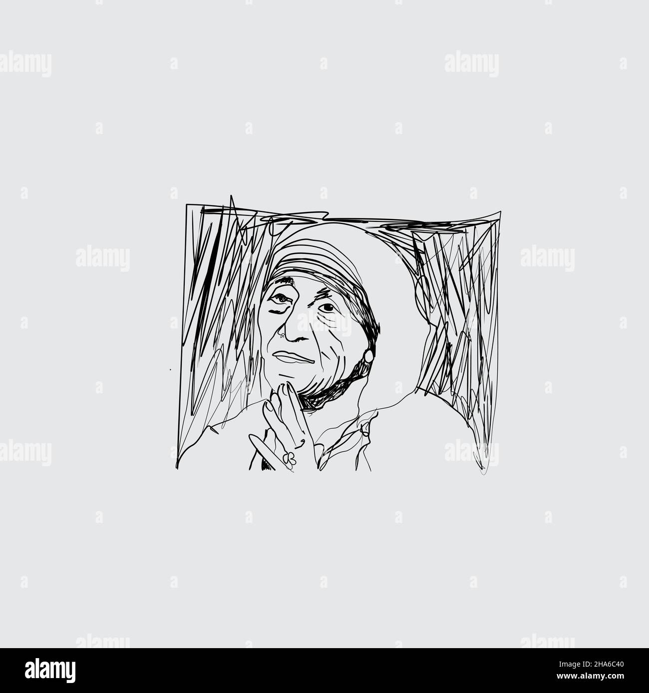 Mother Teresa Nun warrior for humanity sketch Stock Vector Image & Art ...
