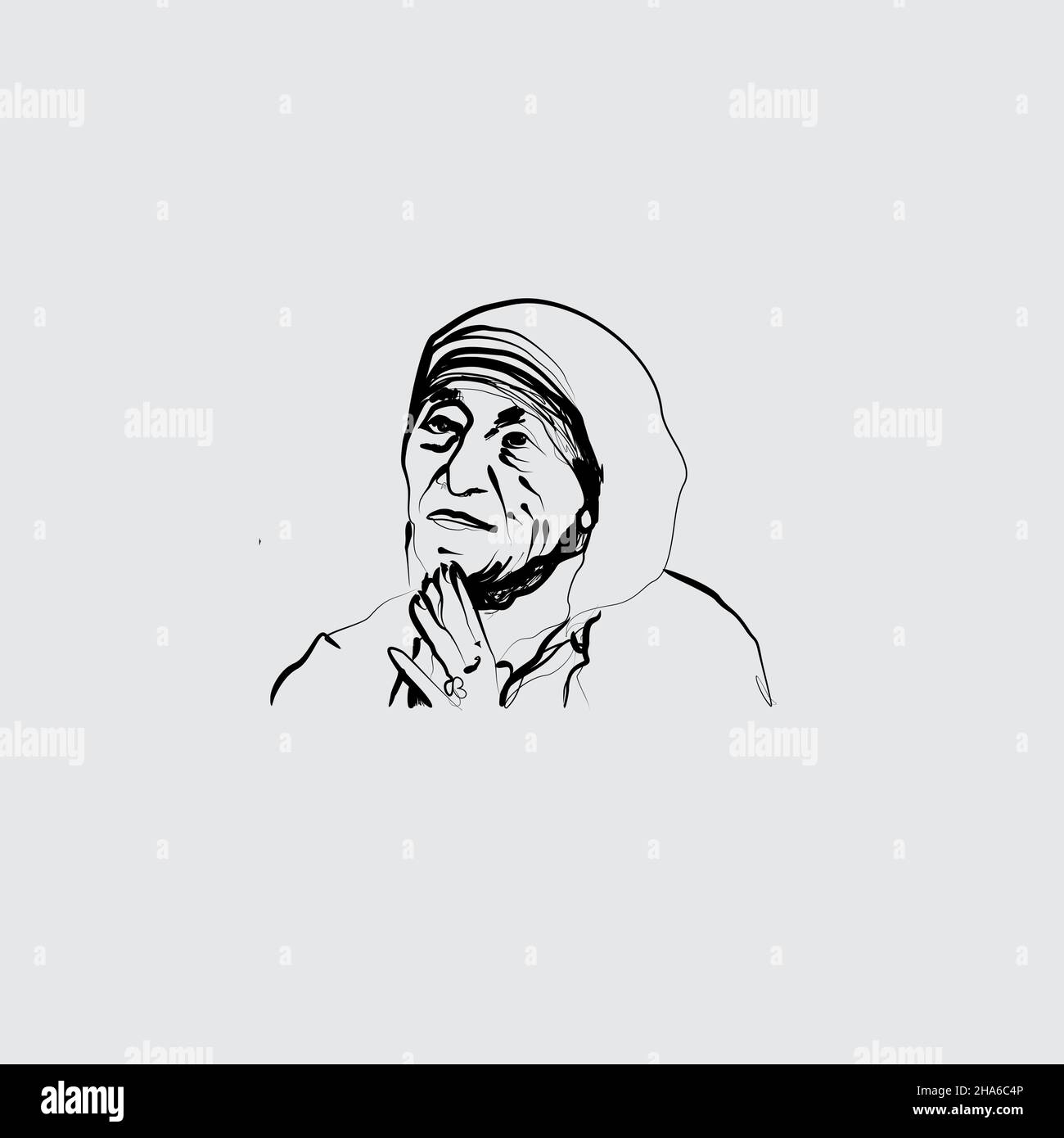 Mother Teresa Nun warrior for humanity sketch Stock Vector Image & Art ...