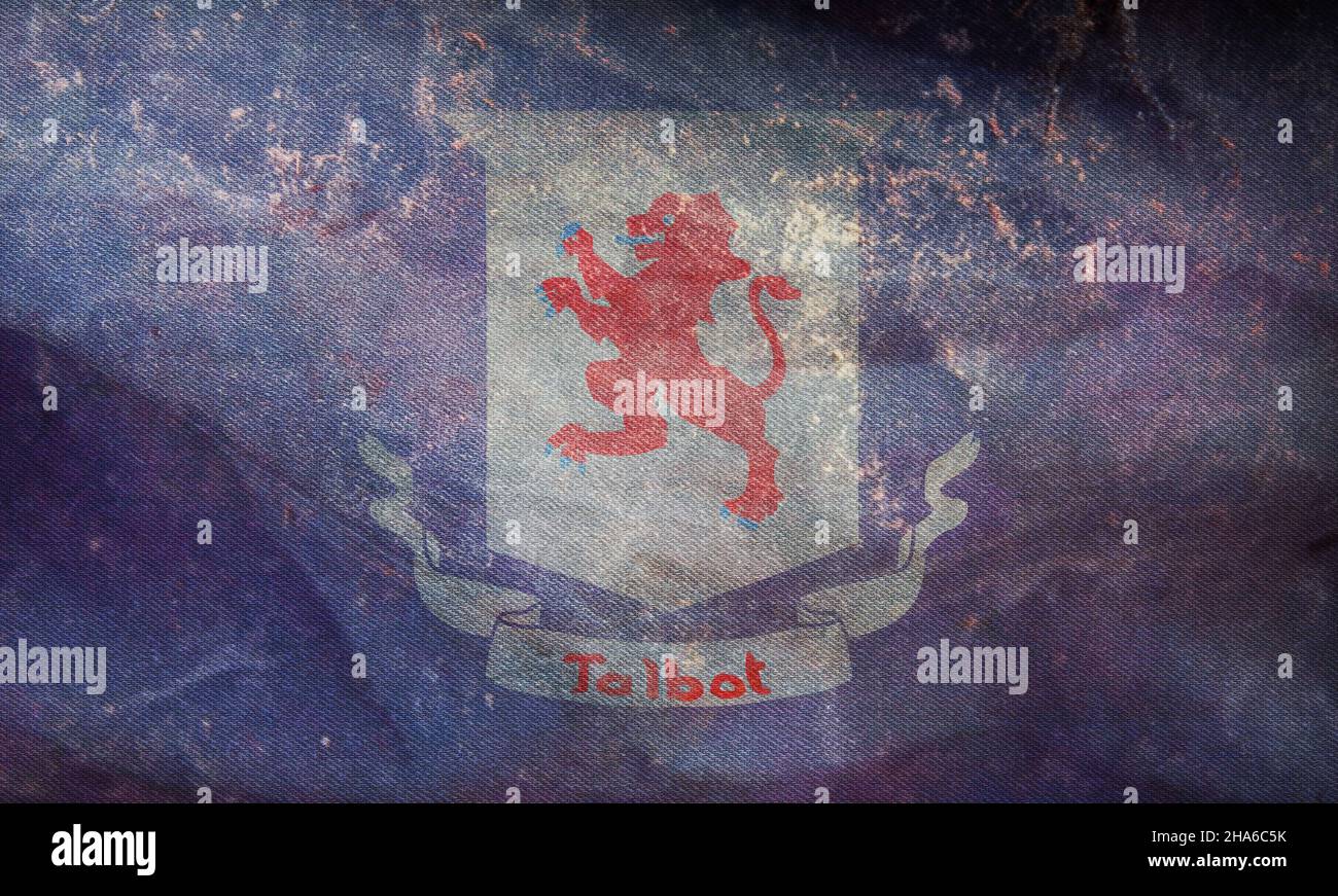 Top view of retro county of Talbot, Maryland flag with grunge texture ...