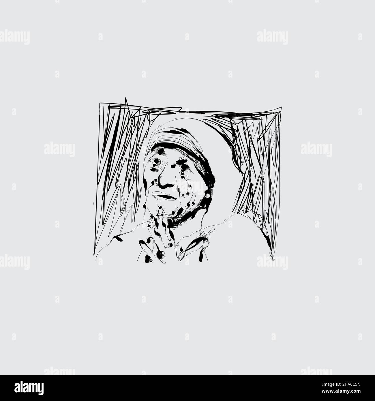 Mother Teresa Nun warrior for humanity sketch Stock Vector Image & Art ...