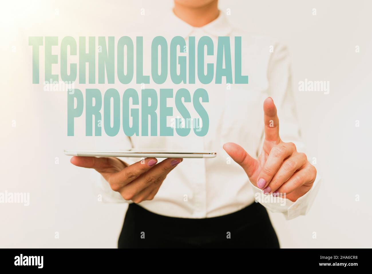 Text showing inspiration Technological Progress. Business overview ...