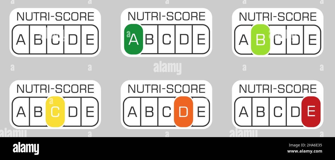 Nutri-score icons set. Isolatad Nutriscore stickers for packaging on ...