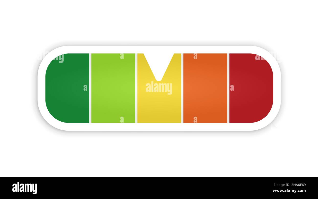 Color scale with arrow from red to green. The measuring device icon ...