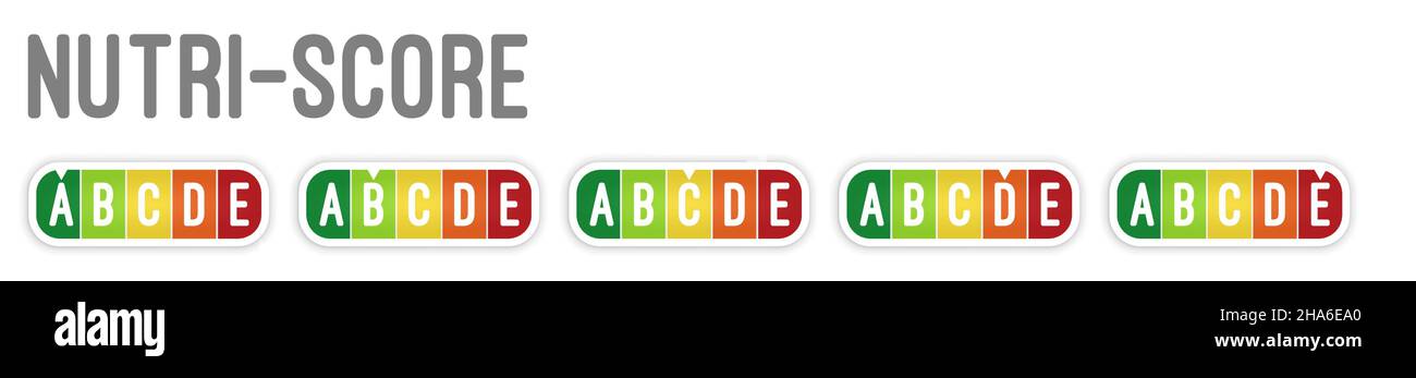 Nutri-score icons set. Isolatad Nutriscore stickers for packaging on ...