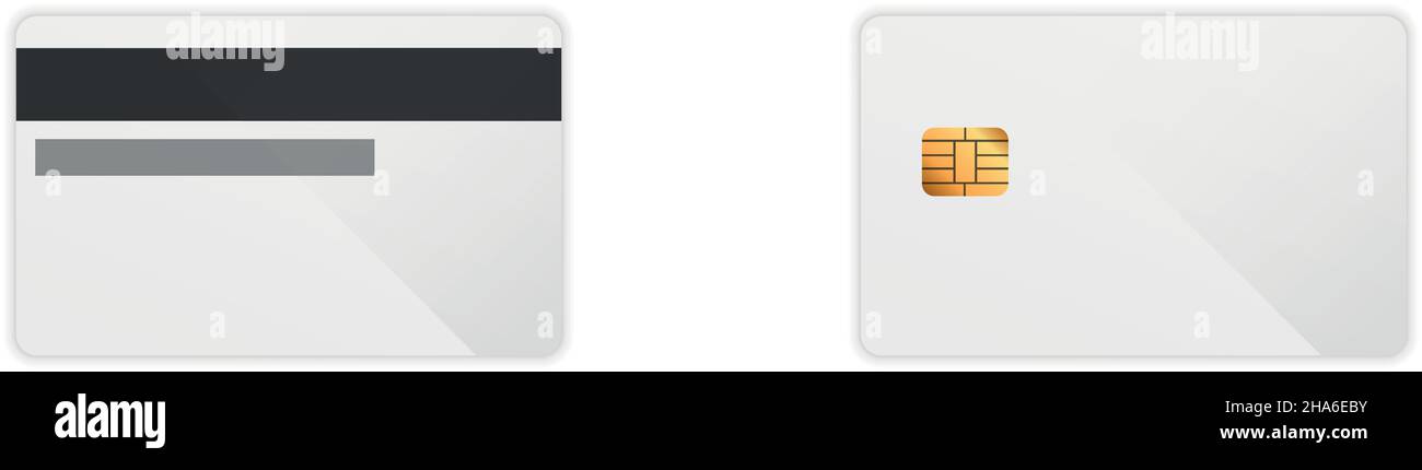 realistic white credit debit card mockup two sides. Vector illustration ...