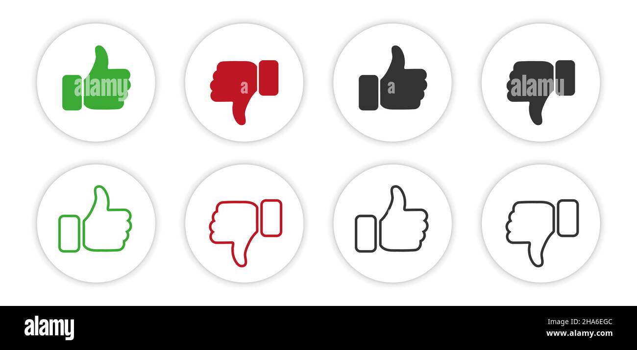 Thumbs up and down set like dislike icons for social network. Vector ...