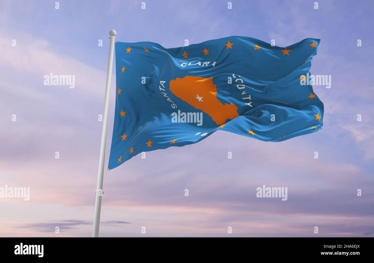 flag of county Santa Clara, California , USA at cloudy sky background ...