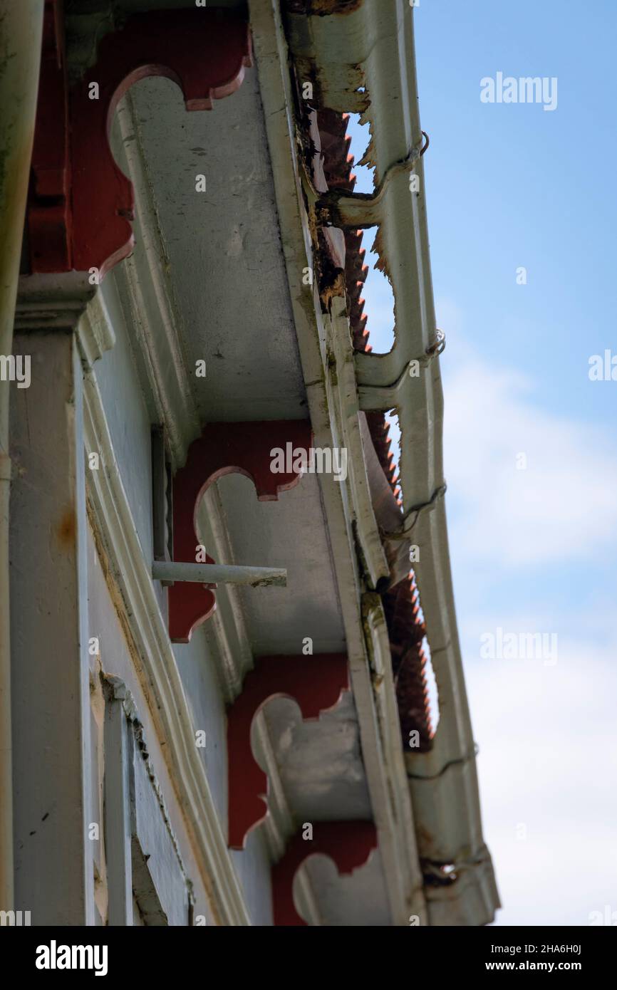 Rusted gutter on house, Wellington, North Island, New Zealand Stock ...