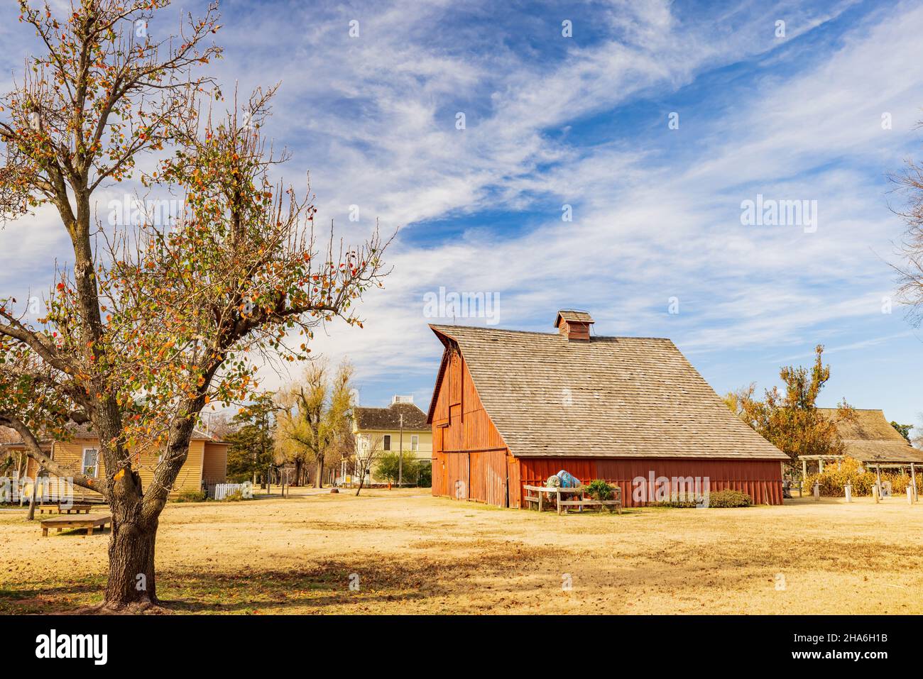 Sunny view of the Harn Homestead landmark at Oklahoma Stock Photo - Alamy