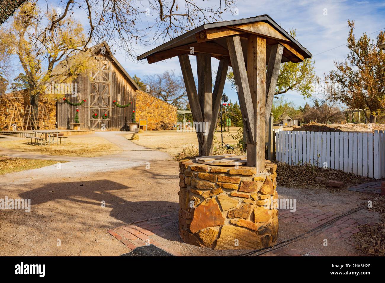 Sunny view of the Harn Homestead landmark at Oklahoma Stock Photo - Alamy