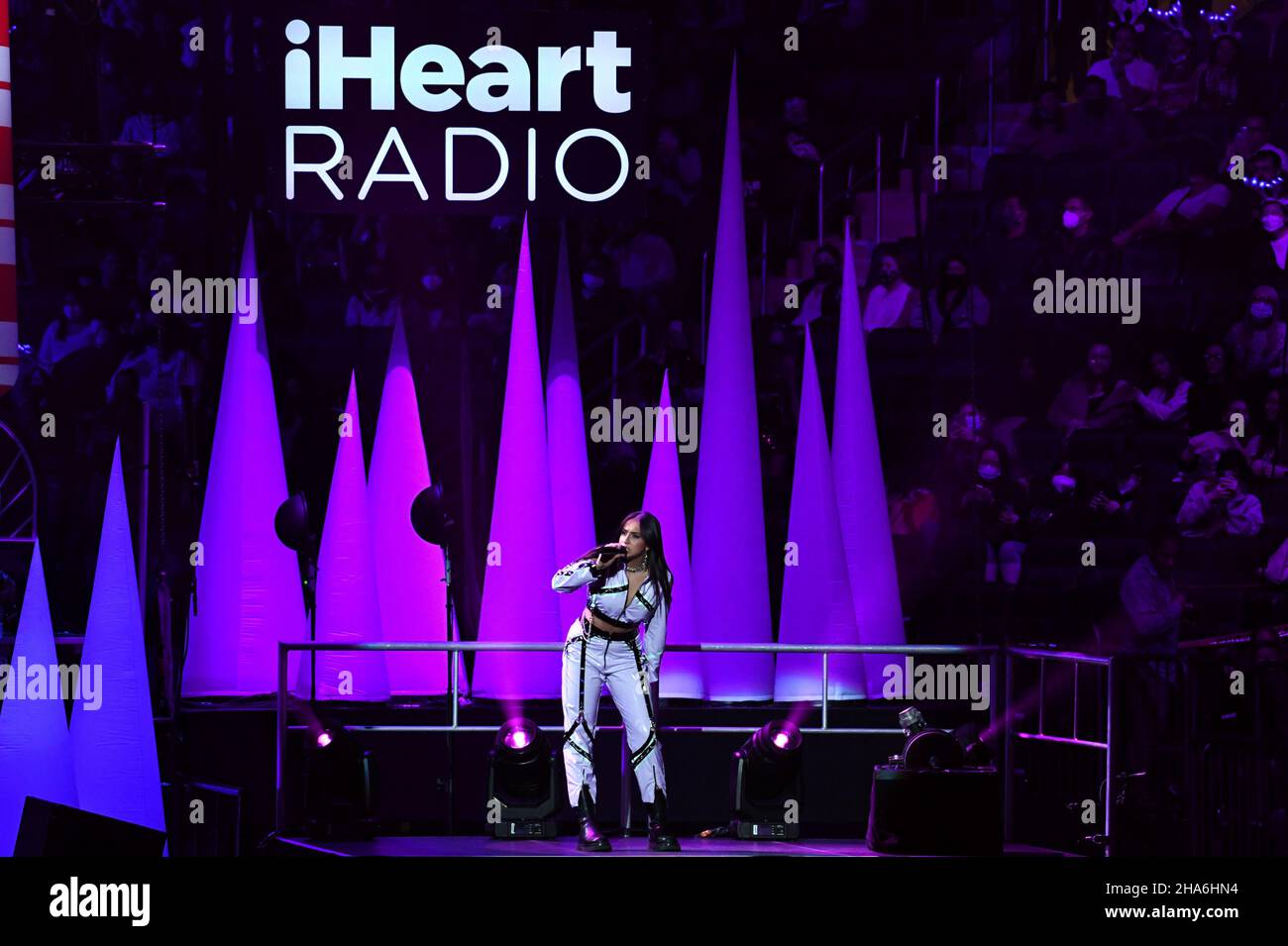New York, USA. 10th Dec, 2021. Singer Tate McRae performs during the Z100's iHeart Radio Jingle ...