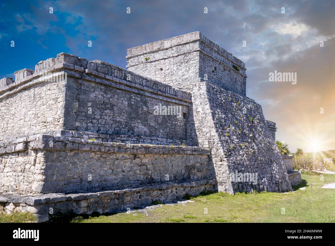 Pyramid El Castillo, the Castle, in Tulum Archaeological Zone with ...