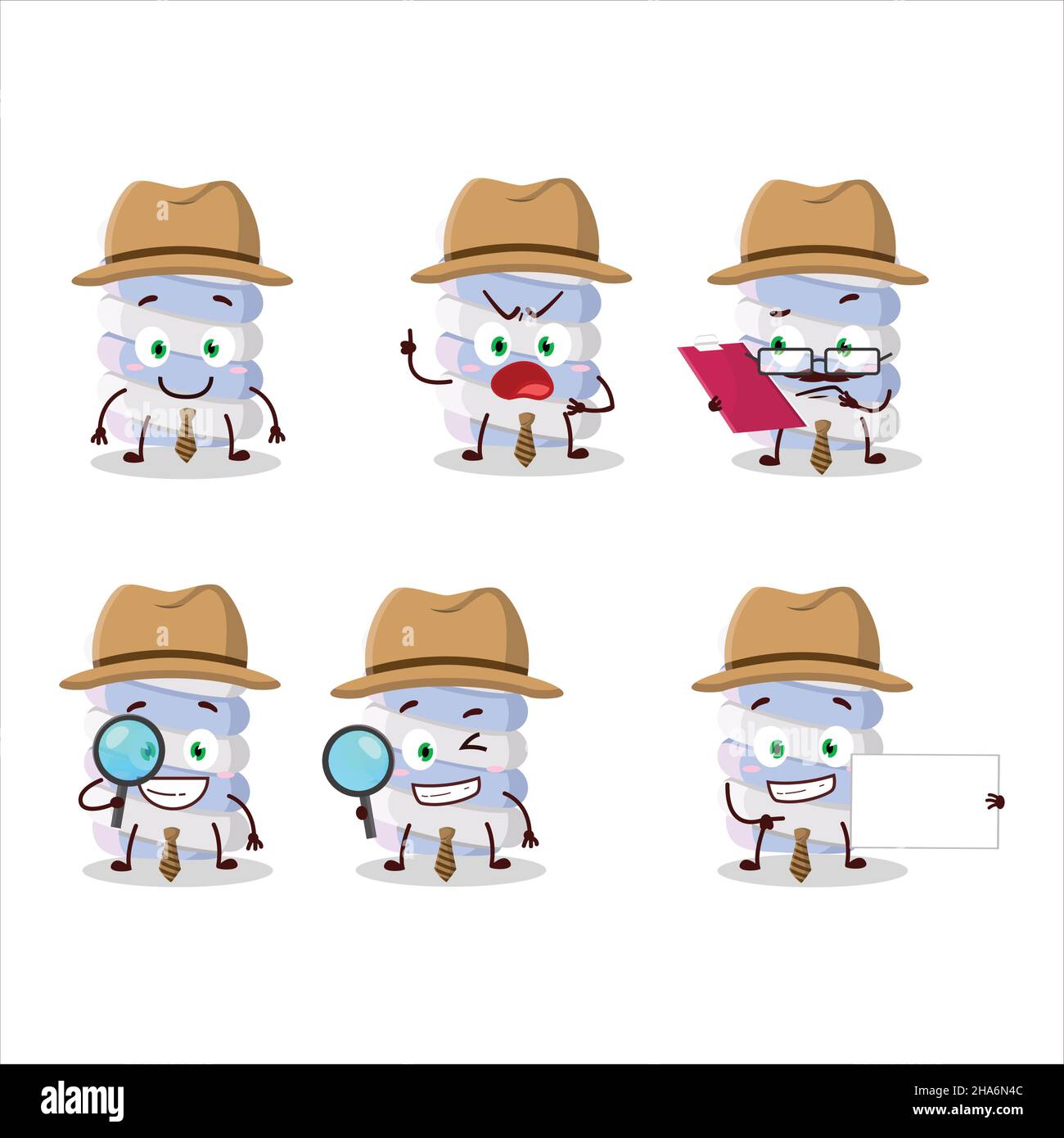 Detective blue marshmallow twist cute cartoon character holding ...