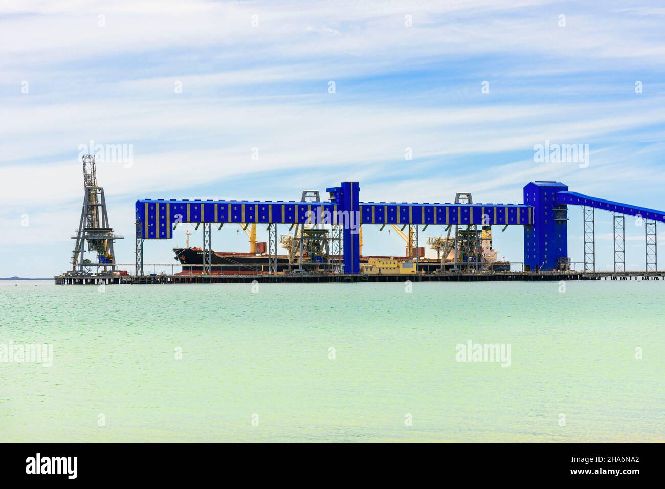 Ship moored at the the CBH Kwinana Grain Jetty, Rockingham, Western ...