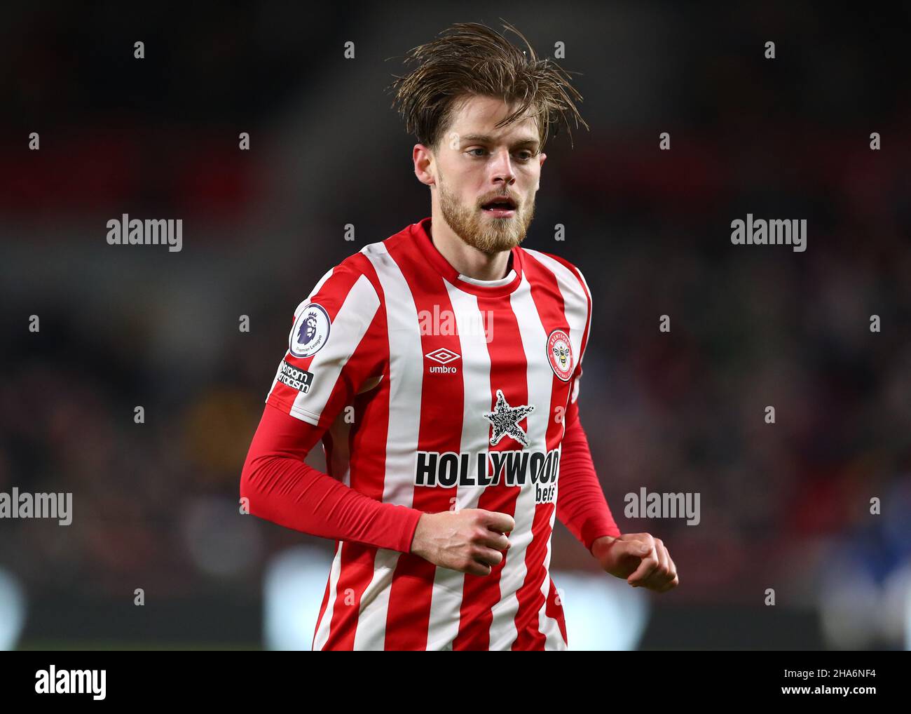 London, England, 10th December 2021. Mathias Jensen of Brentford looks ...