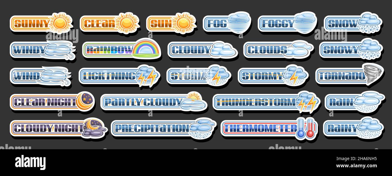 Vector set of cut paper Weather Icons, lot collection of various ...