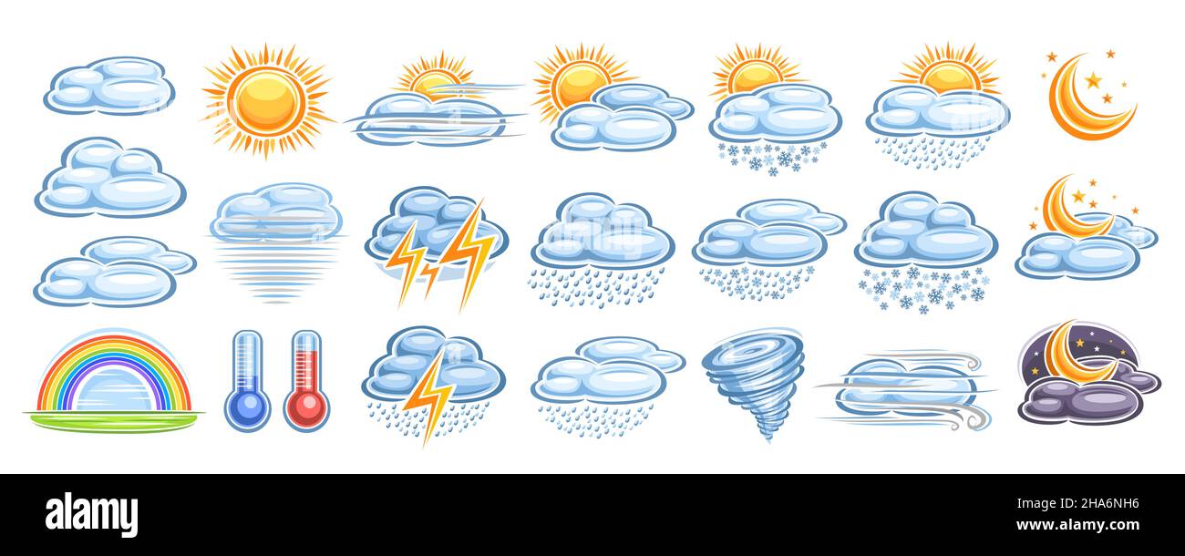Vector set of Weather Icons, lot collection of various cut out ...
