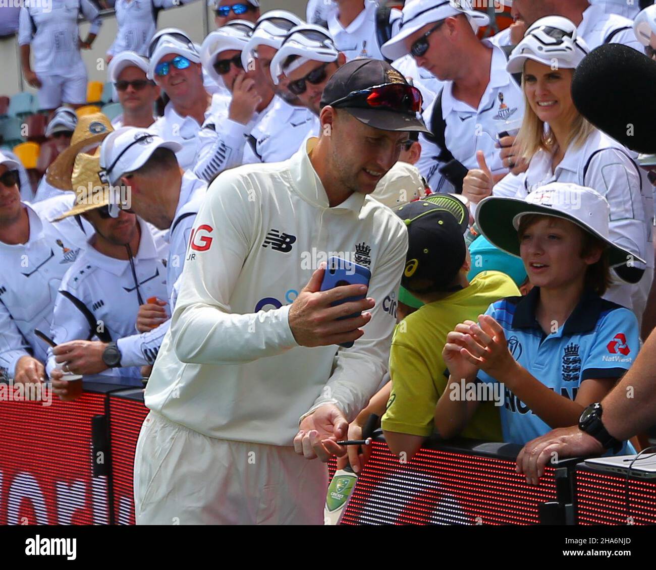 Joe Root (capt of England) interacting with fans after the First test ...
