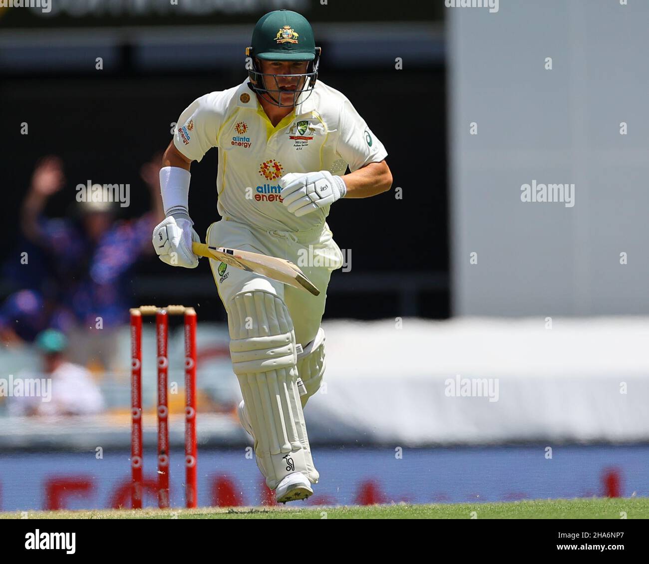 Marcus Harris of Australia hits the final required runs for Australia ...