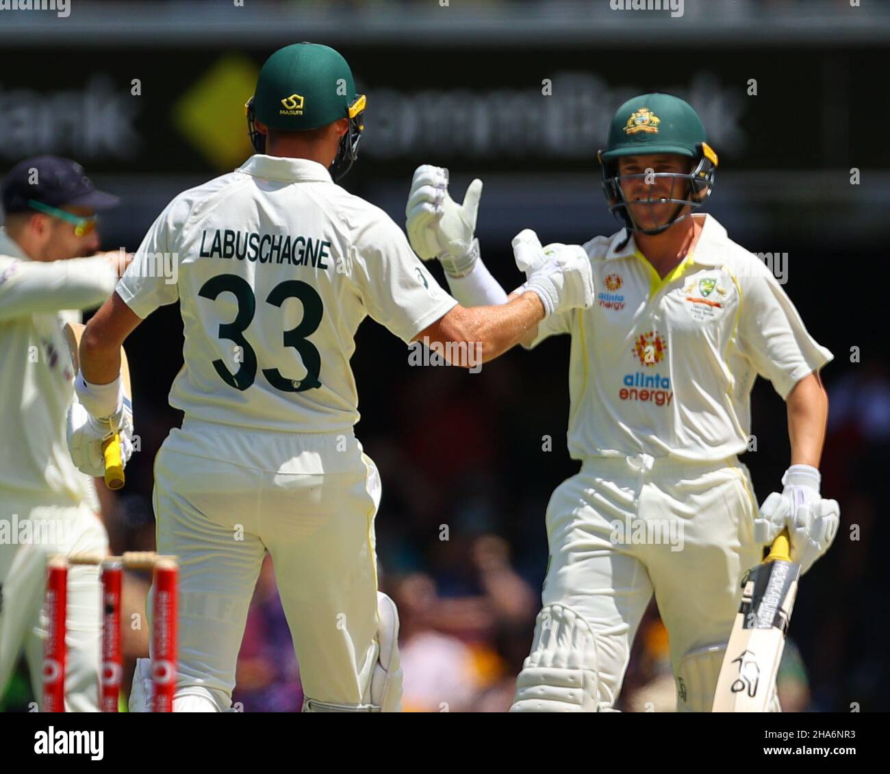 Marcus Harris of Australia hits the final required runs for Australia ...