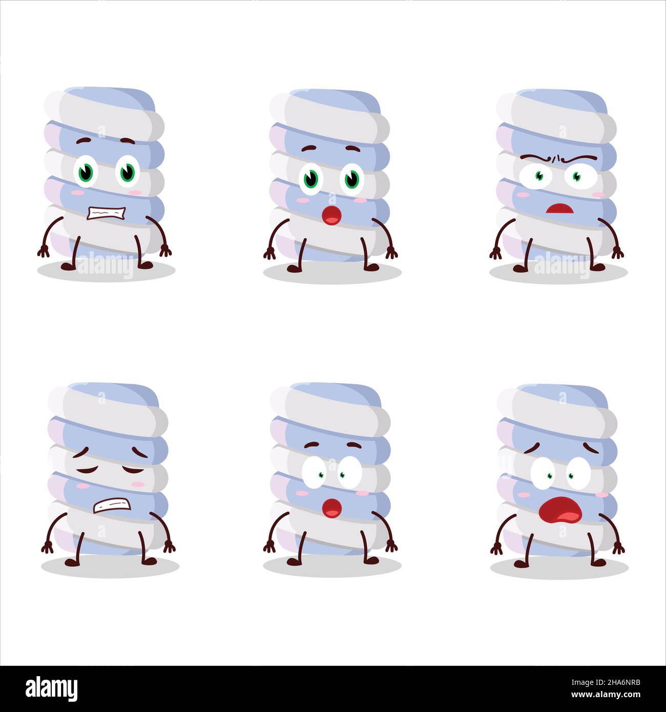 Character cartoon of blue marshmallow twist with scared expression ...