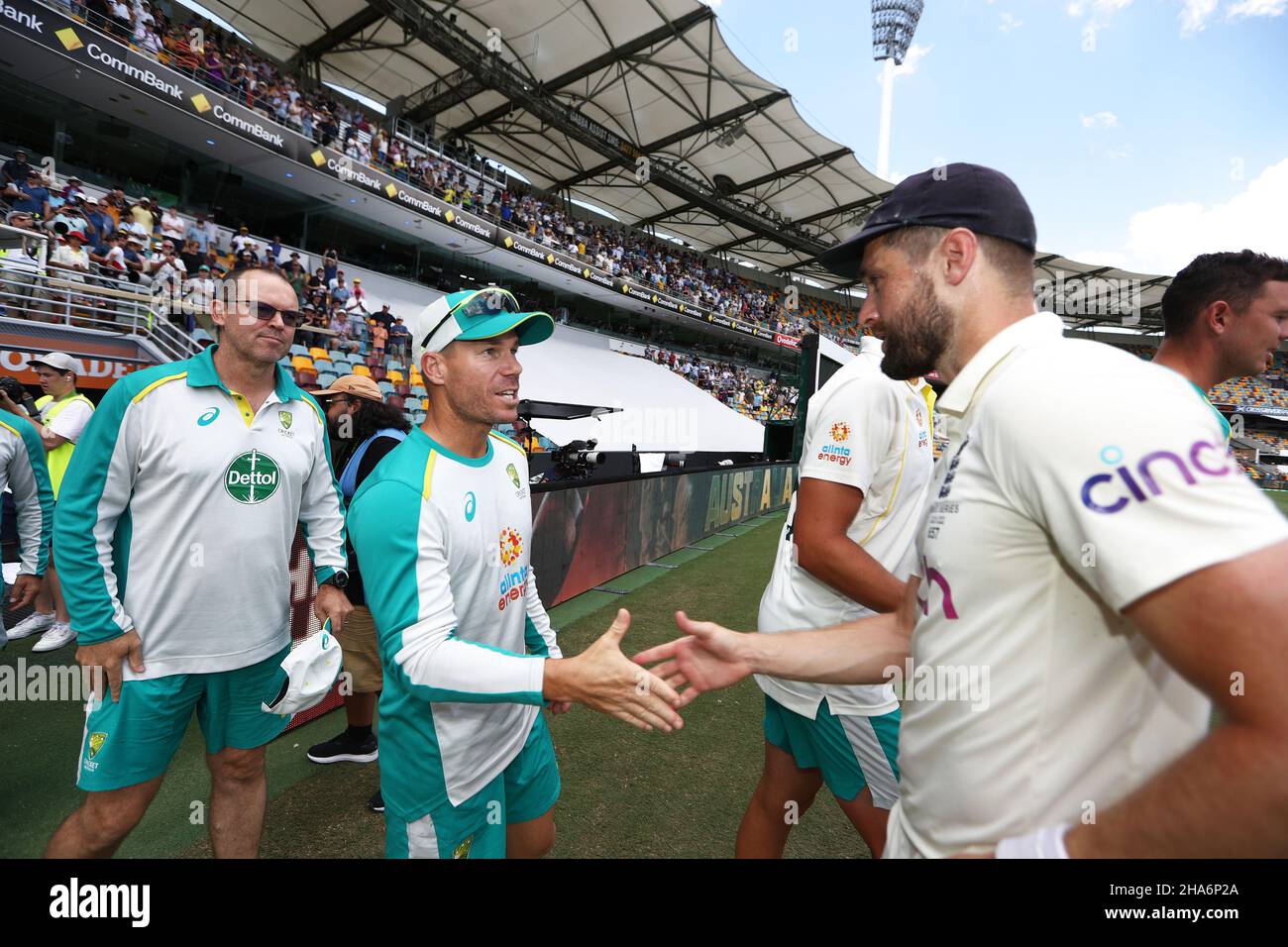 Australia's David Warner shakes hands with Chris Woakes during day four ...