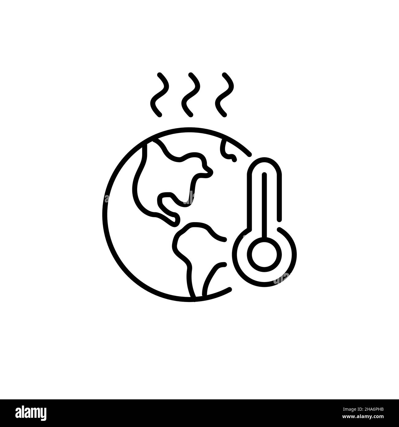 Earth heating as a symptom of global warming. Pixel perfect, editable ...