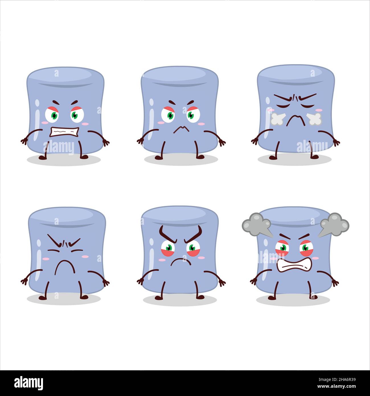 Blueberry marshmallow cartoon character with various angry expressions ...