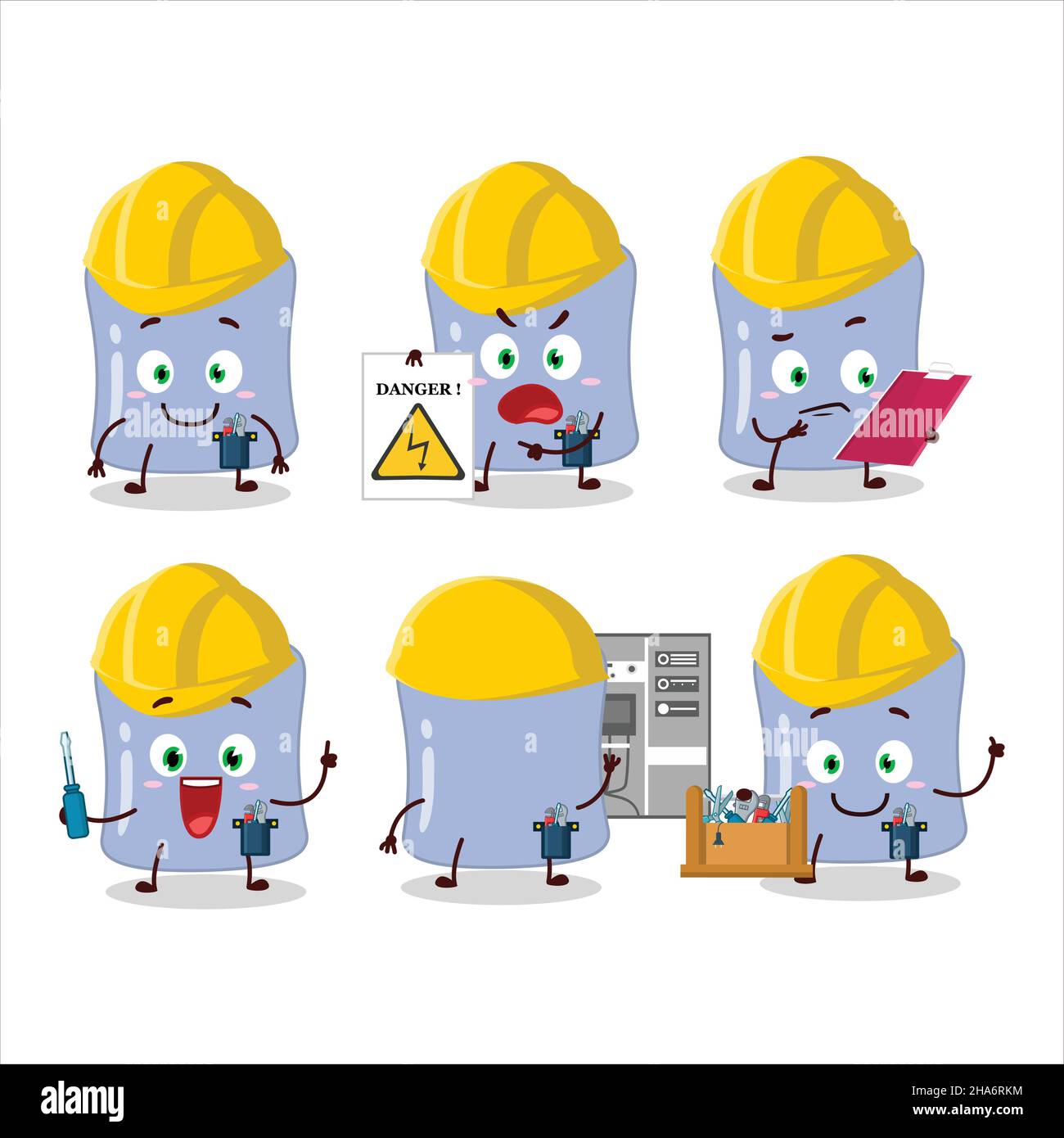 Professional Lineman blueberry marshmallow cartoon character with tools ...