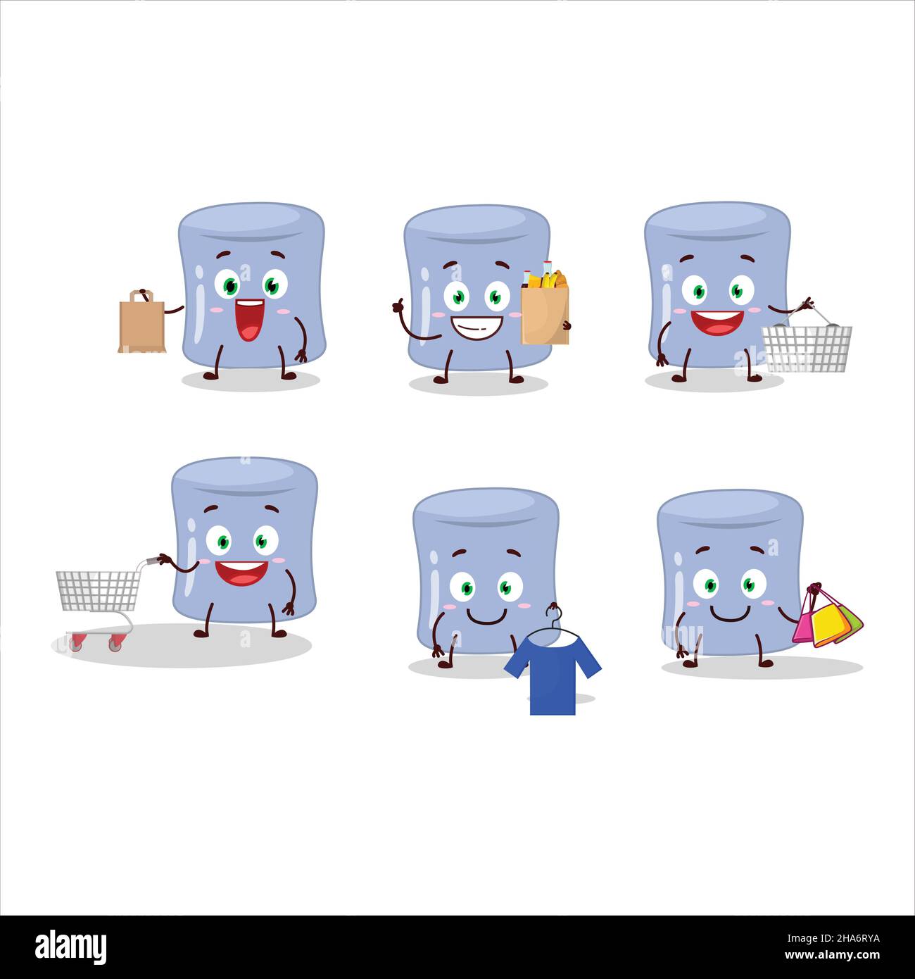 A Rich blueberry marshmallow mascot design style going shopping. Vector ...